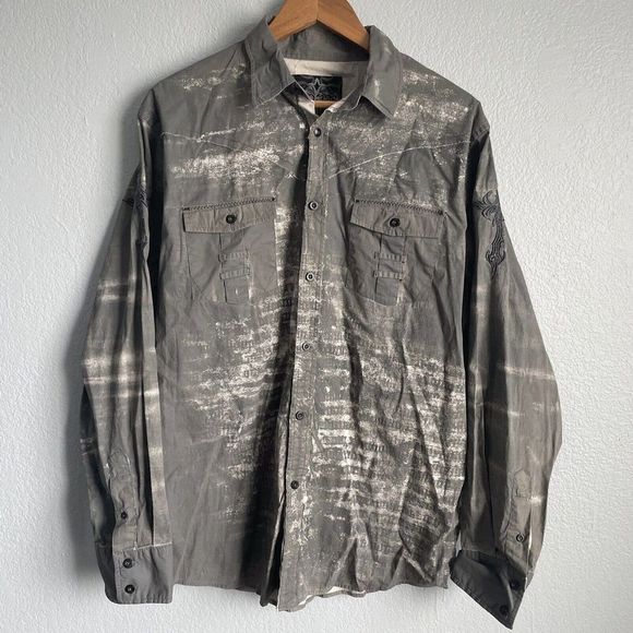 Roar | Shirts | Roarbuttonup Shirt Mens Xl Gray Long Sleeve Shirt ...